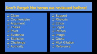 ETHOS PATHOS LOGOS- Claim Argument | PPTX