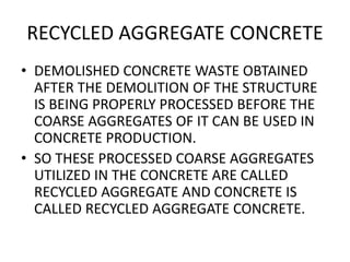 Demolished waste as coarse aggregate | PPTX