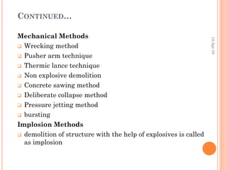 Demolishing of concrete structures | PDF