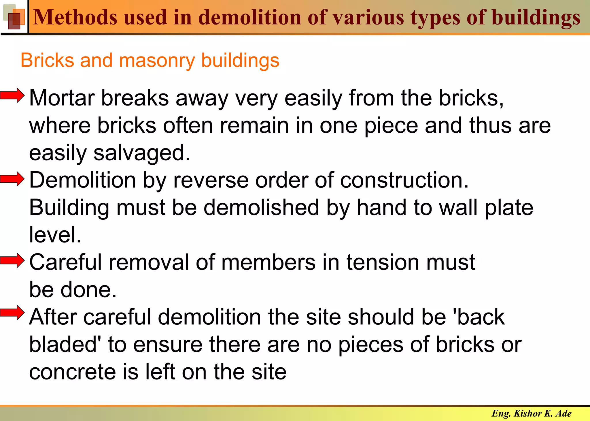 Demolition work of existing building | PDF