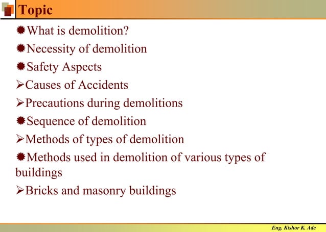 Demolition work of existing building | PDF
