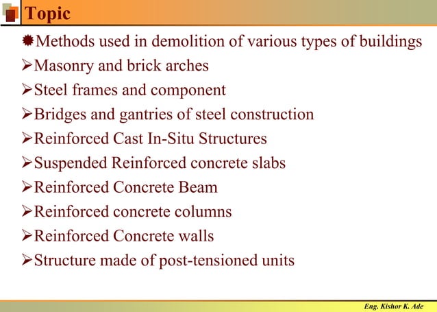 Demolition work of existing building | PDF