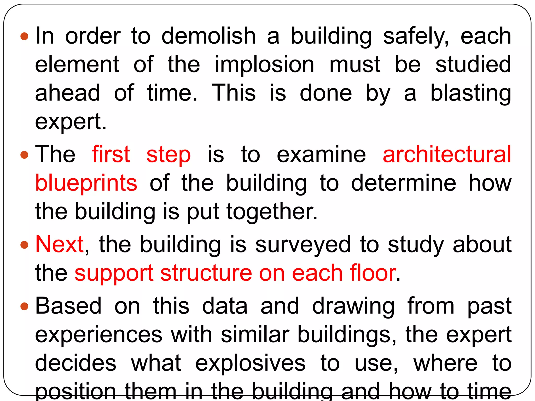 Demolition methods and its sequence | PPTX