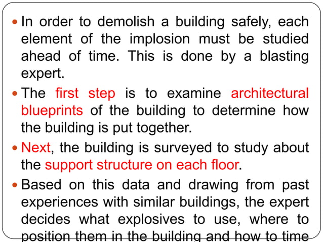 Demolition methods and its sequence | PPTX | Home Security | Home & Garden