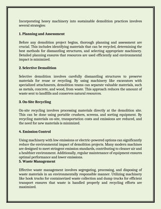 Demolition Goes Green - Leveraging Heavy Machinery for Sustainable ...