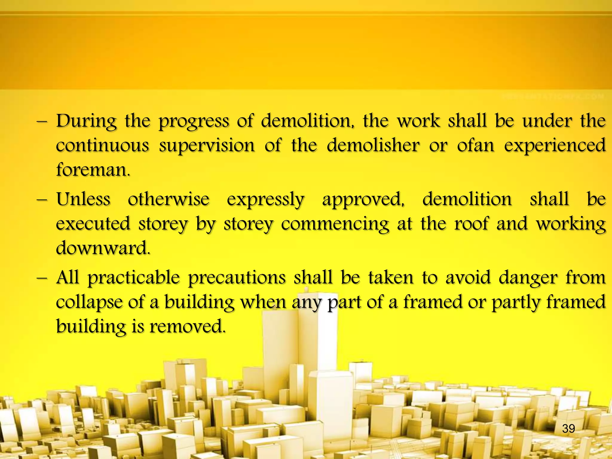DEMOLITION & DISMANTLING OF WORK | PPTX