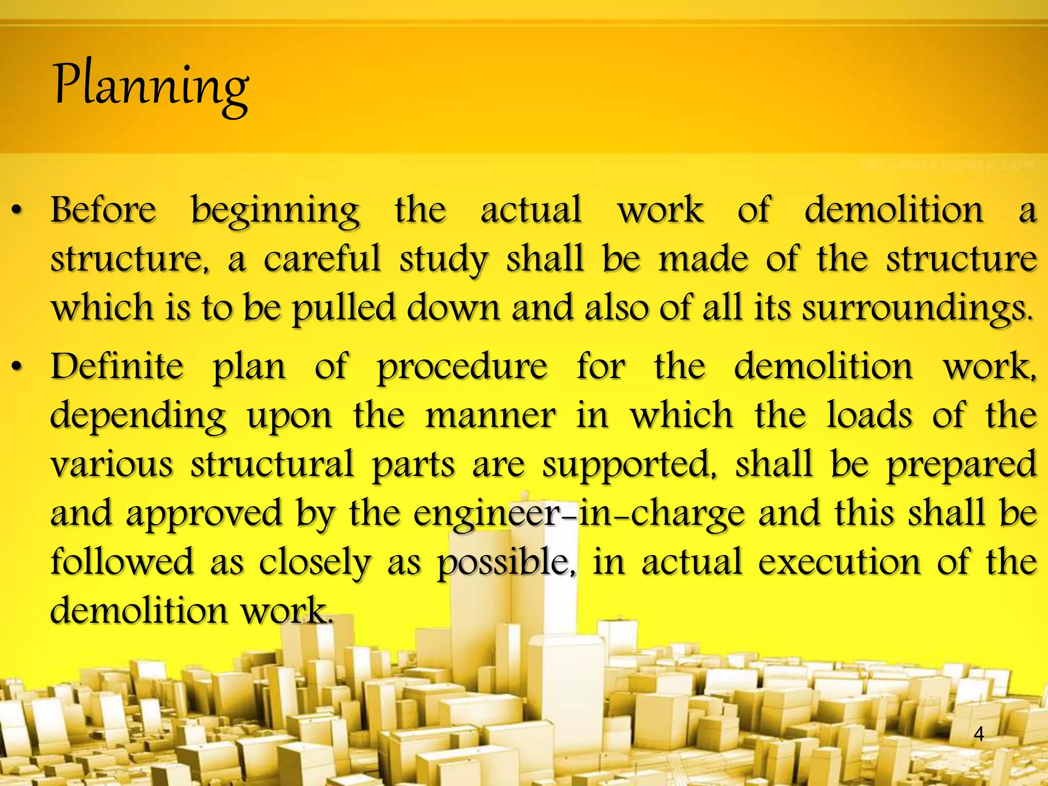 DEMOLITION & DISMANTLING OF WORK | PPTX