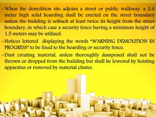 DEMOLITION & DISMANTLING OF WORK | PPTX