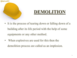 Demolition of building | PPTX