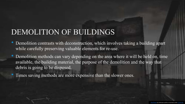 Demolition of building | PPTX | Civil Engineering Industry | Industries
