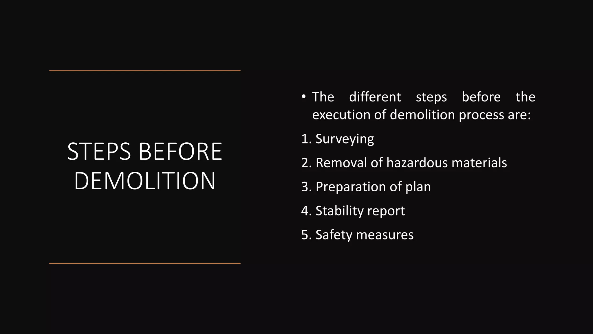 Demolition of building and blasting equipment | PPT