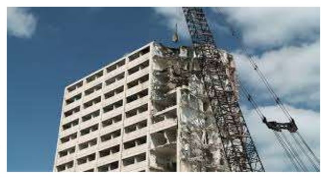 Demolition of building and blasting equipment