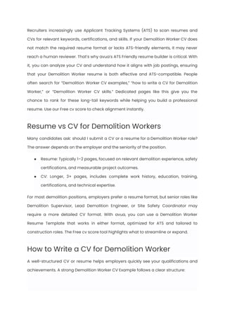 Demolition Worker Resume Examples & Writing Guide for 2025 | PDF