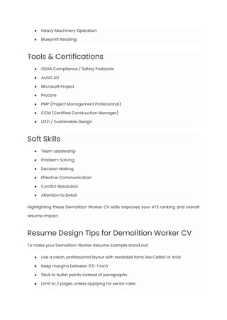 Demolition Worker Resume Examples & Writing Guide for 2025 | PDF