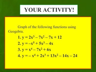 Teaching Graphs of Polynomial Functions | PPTX | Computing | Technology & Computing