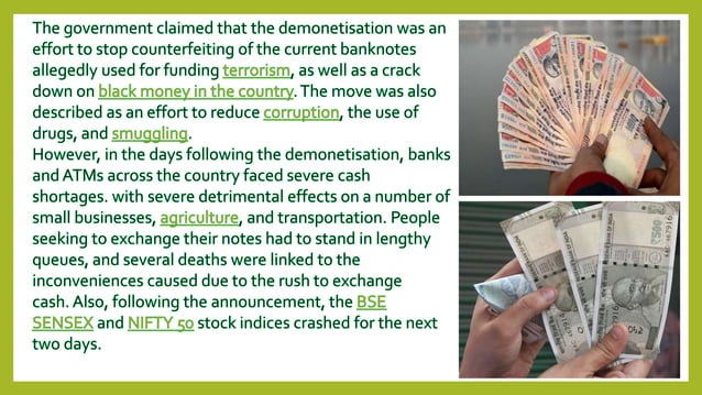 Demonetisation - Indian 500 and 1000 rupee note ban | PPT