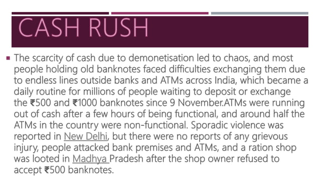 Demonetisation - Indian 500 and 1000 rupee note ban | PPT