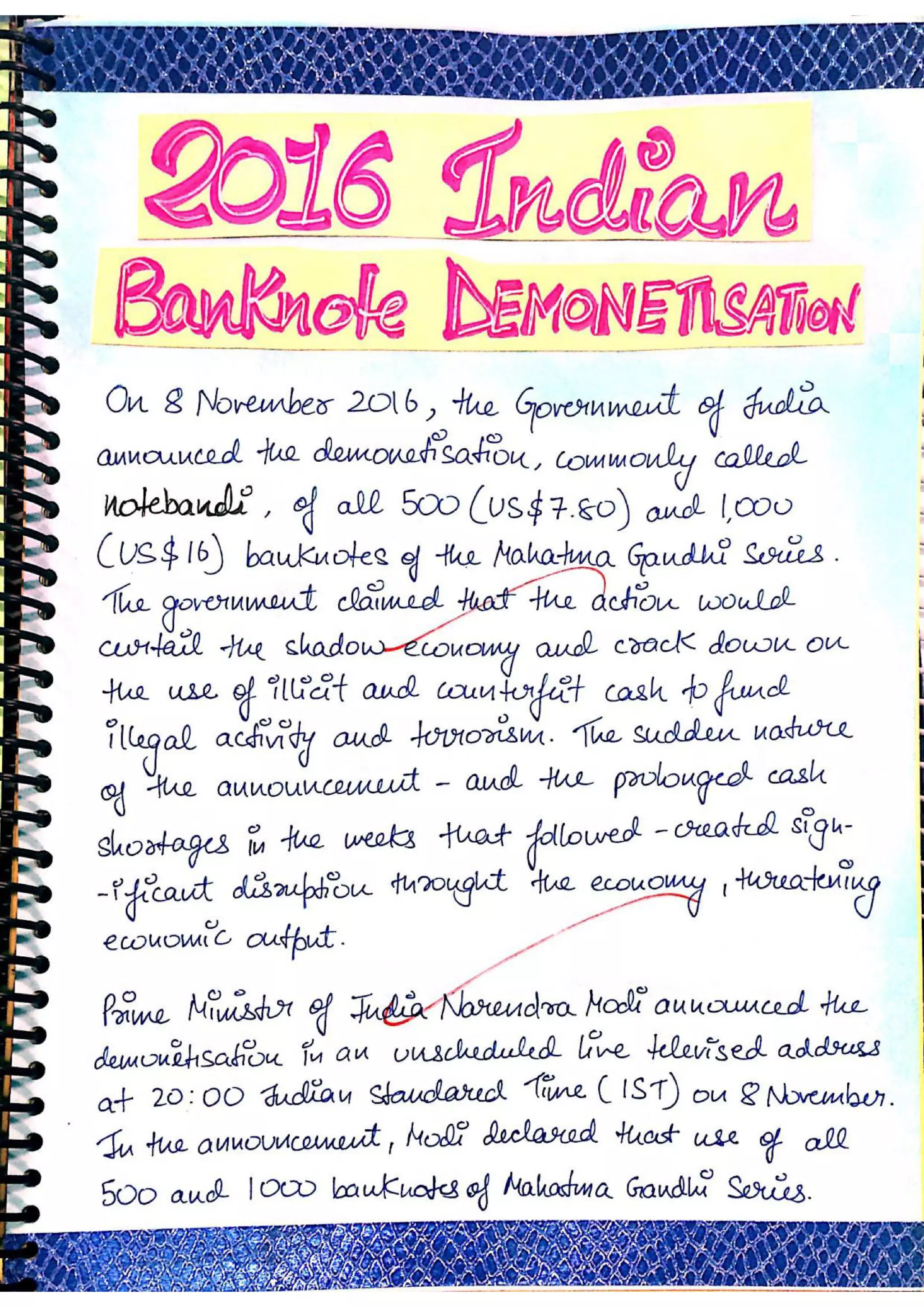 Demonetisation - 1 Economics Project Class 12 CBSE | PDF