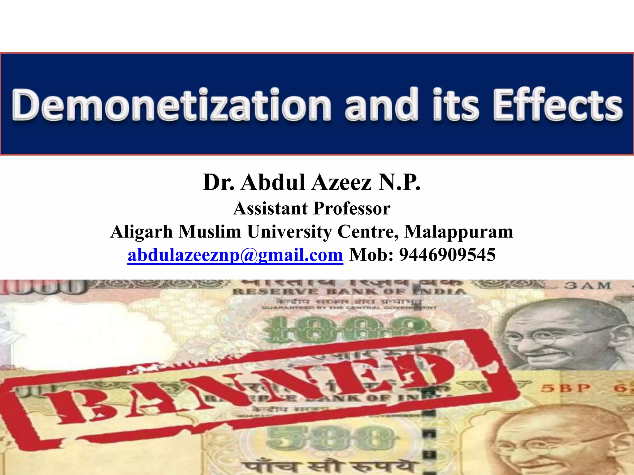 Demonetization and its effects | PPTX