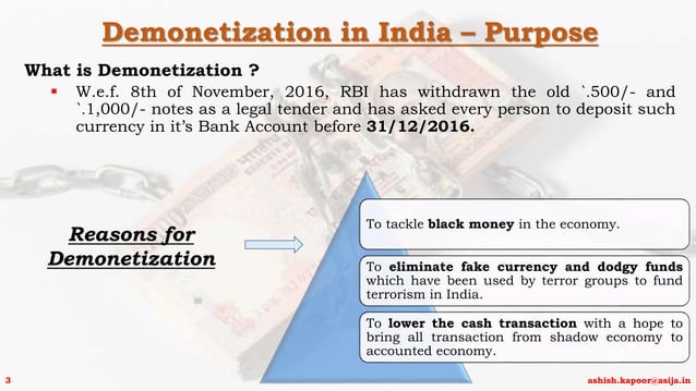 Demonitization and its tax impacts | PPT