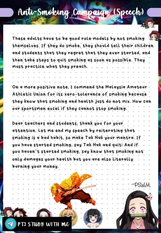 PT3 format essay writting Demon slayer theme