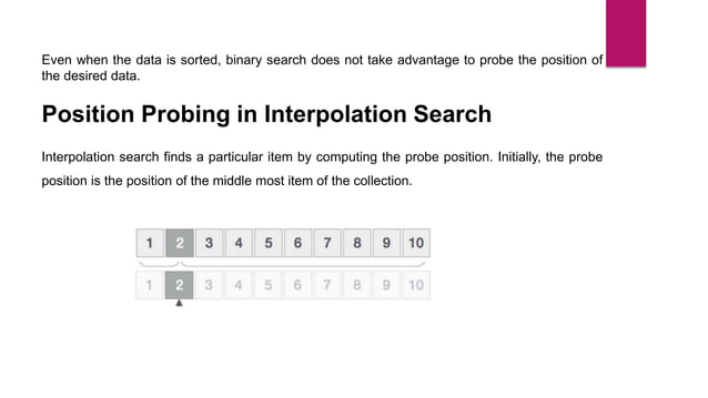 Demonstrate interpolation search | PPTX | Search | Internet