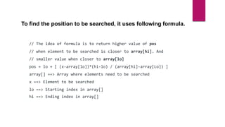 Demonstrate interpolation search | PPTX