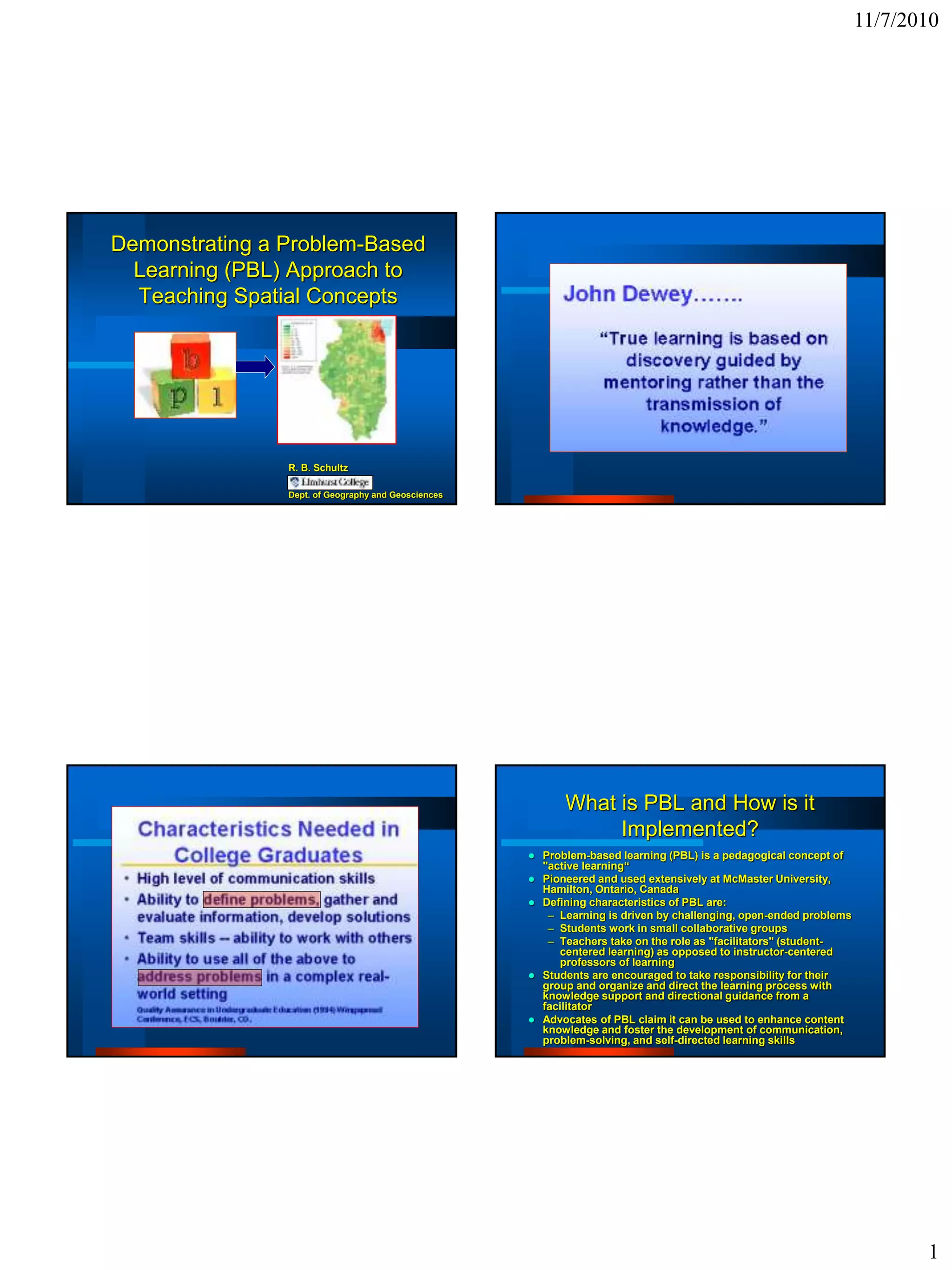 Demonstrating a problem based learning (pbl) approach | PDF