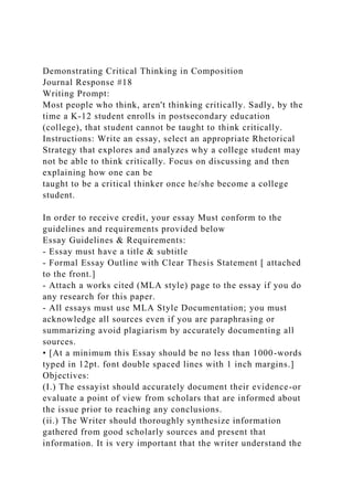 Demonstrating Critical Thinking in CompositionJournal Response #.docx