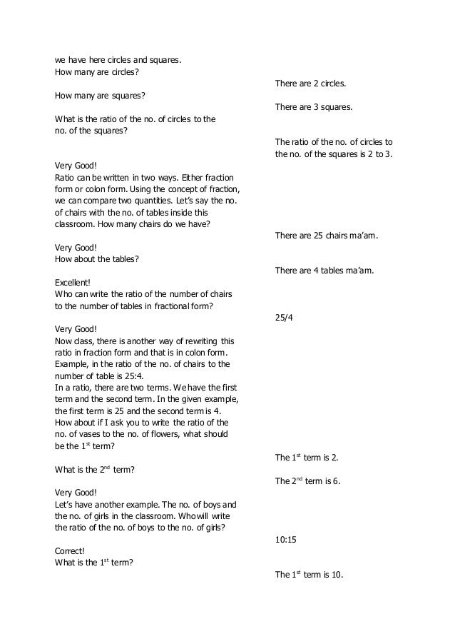 Demonstration lesson plan math