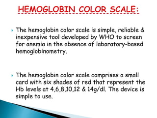 Demonstration on hemoglobin test | PPTX | Pregnancy | Reproductive Health