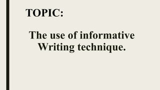 demonstrations for english about the types of writing techniques | PPTX
