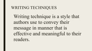 demonstrations for english about the types of writing techniques | PPTX