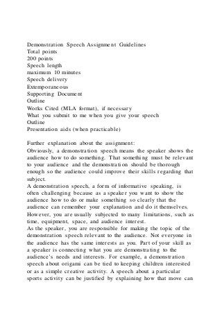Demonstration Speech Assignment GuidelinesTotal points200 poin | PDF