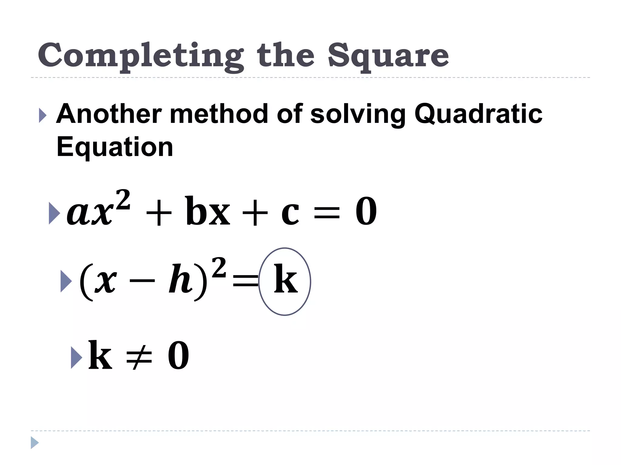 Completing the square | PPTX