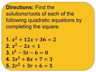 Completing the square | PPTX