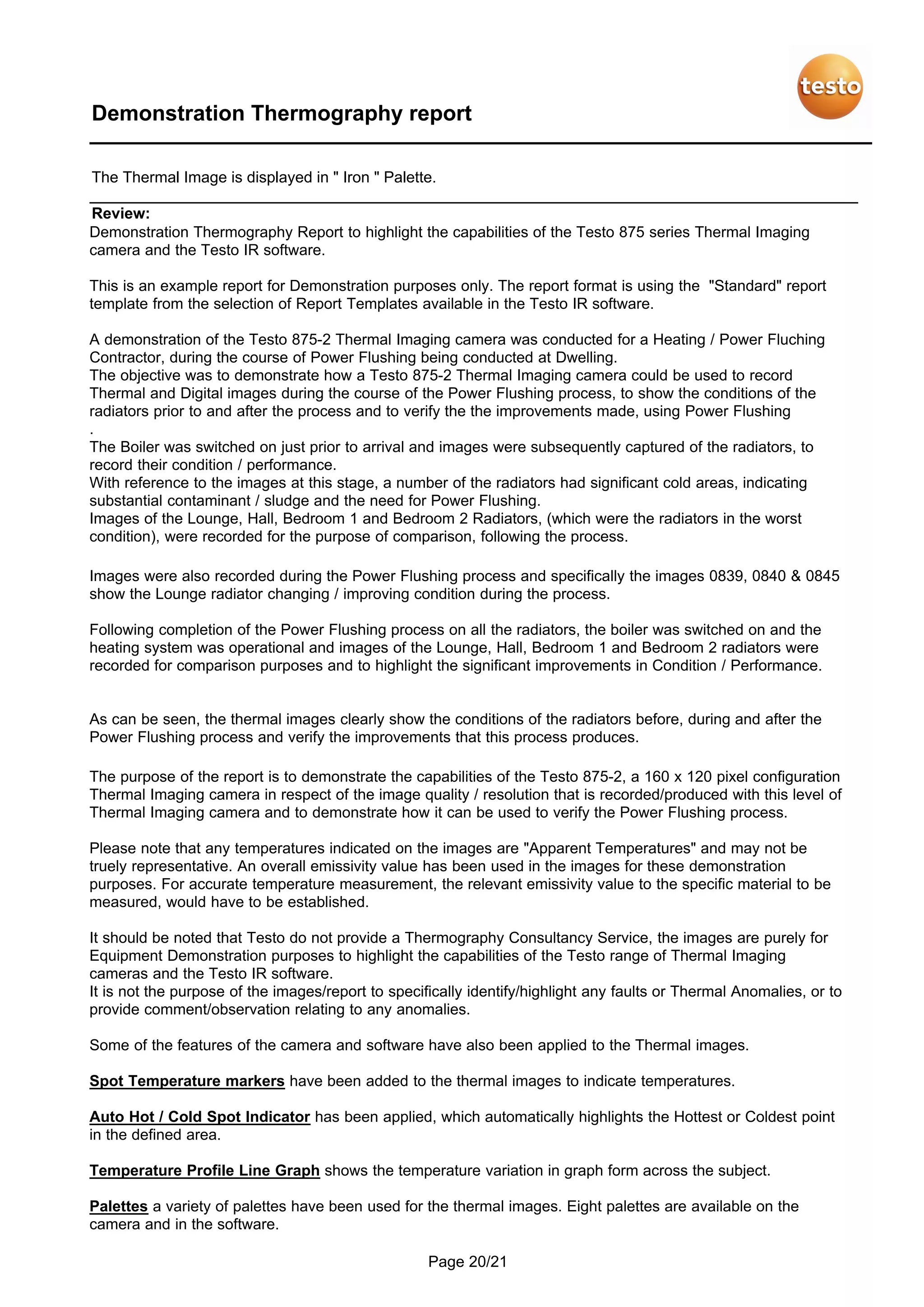 Demonstration thermography report 2 radiator power flushing | PDF