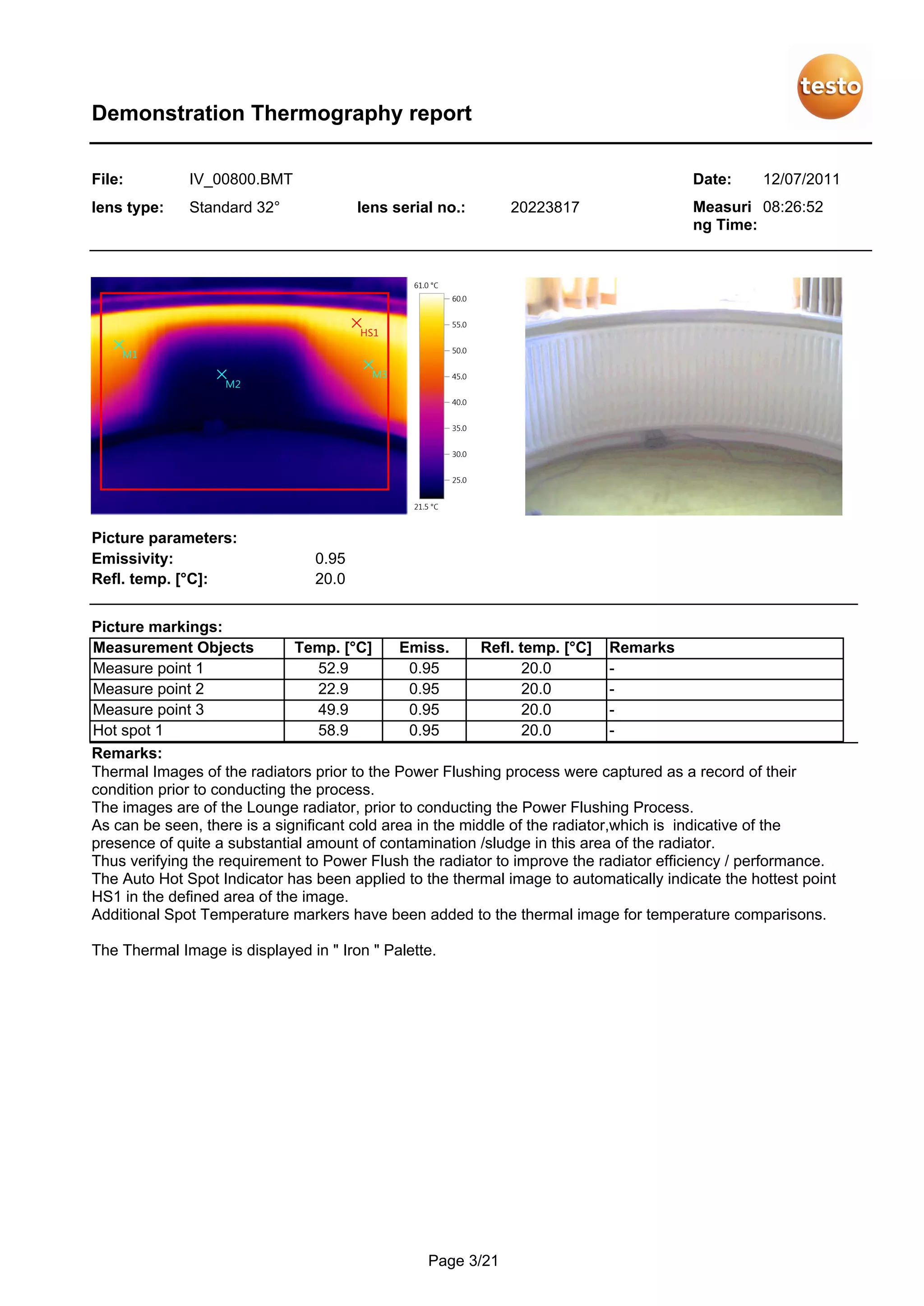 Demonstration thermography report 2 radiator power flushing | PDF