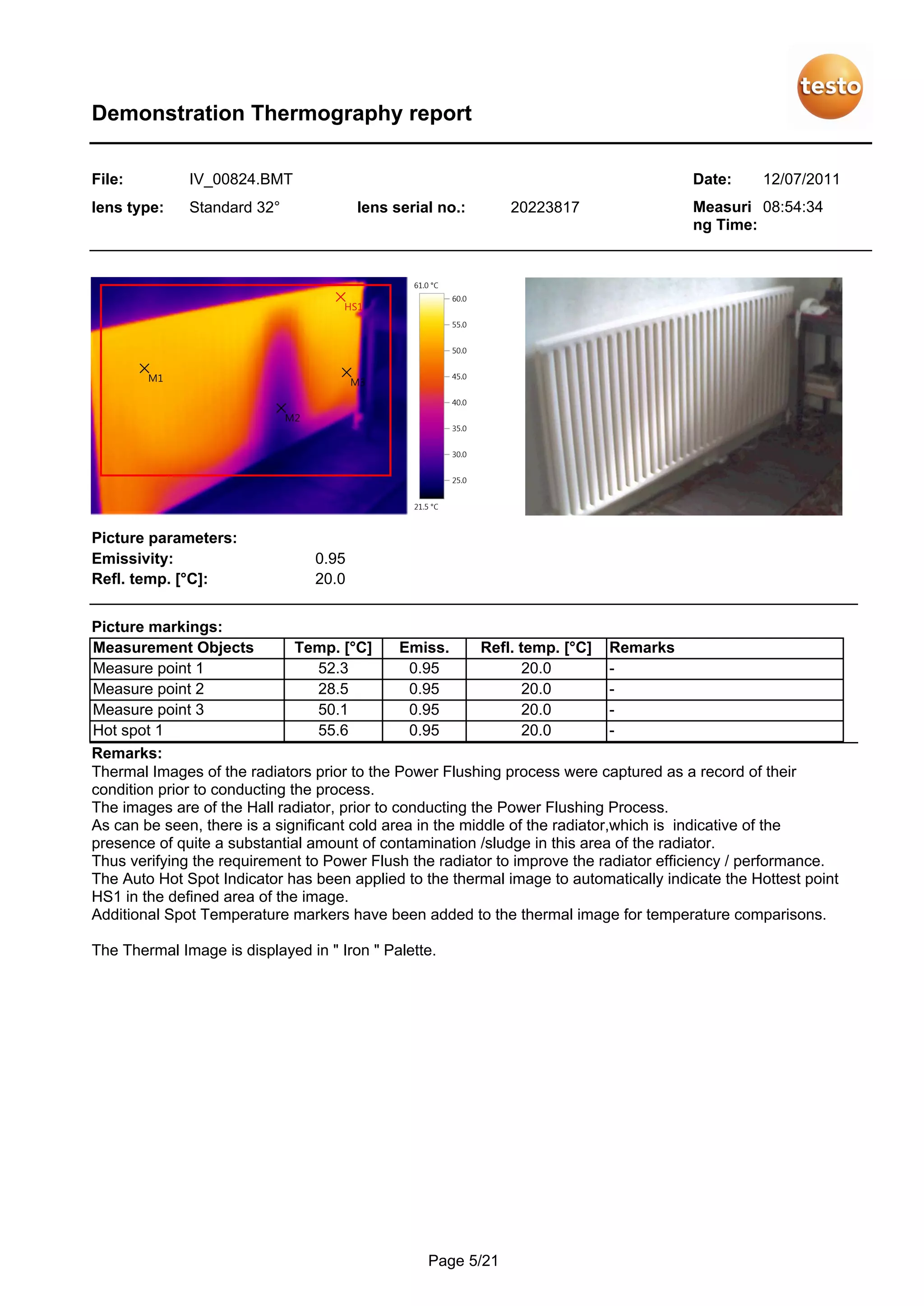Demonstration thermography report 2 radiator power flushing | PDF