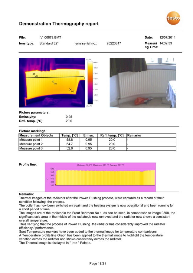 Demonstration thermography report 2 radiator power flushing | PDF