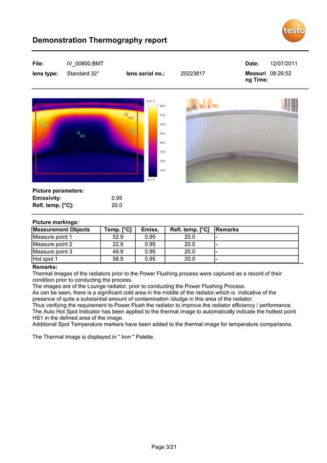 Demonstration thermography report 2 radiator power flushing | PDF