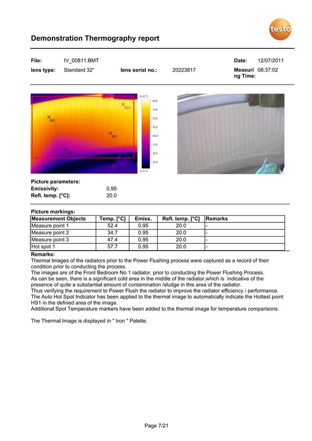 Demonstration thermography report 2 radiator power flushing | PDF