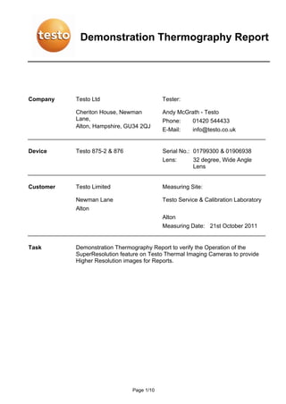 Demonstration thermography report for super resolution 1 | PDF