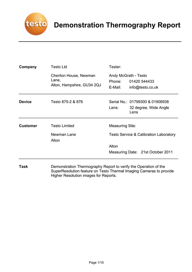 Demonstration thermography report for super resolution 1 | PDF ...