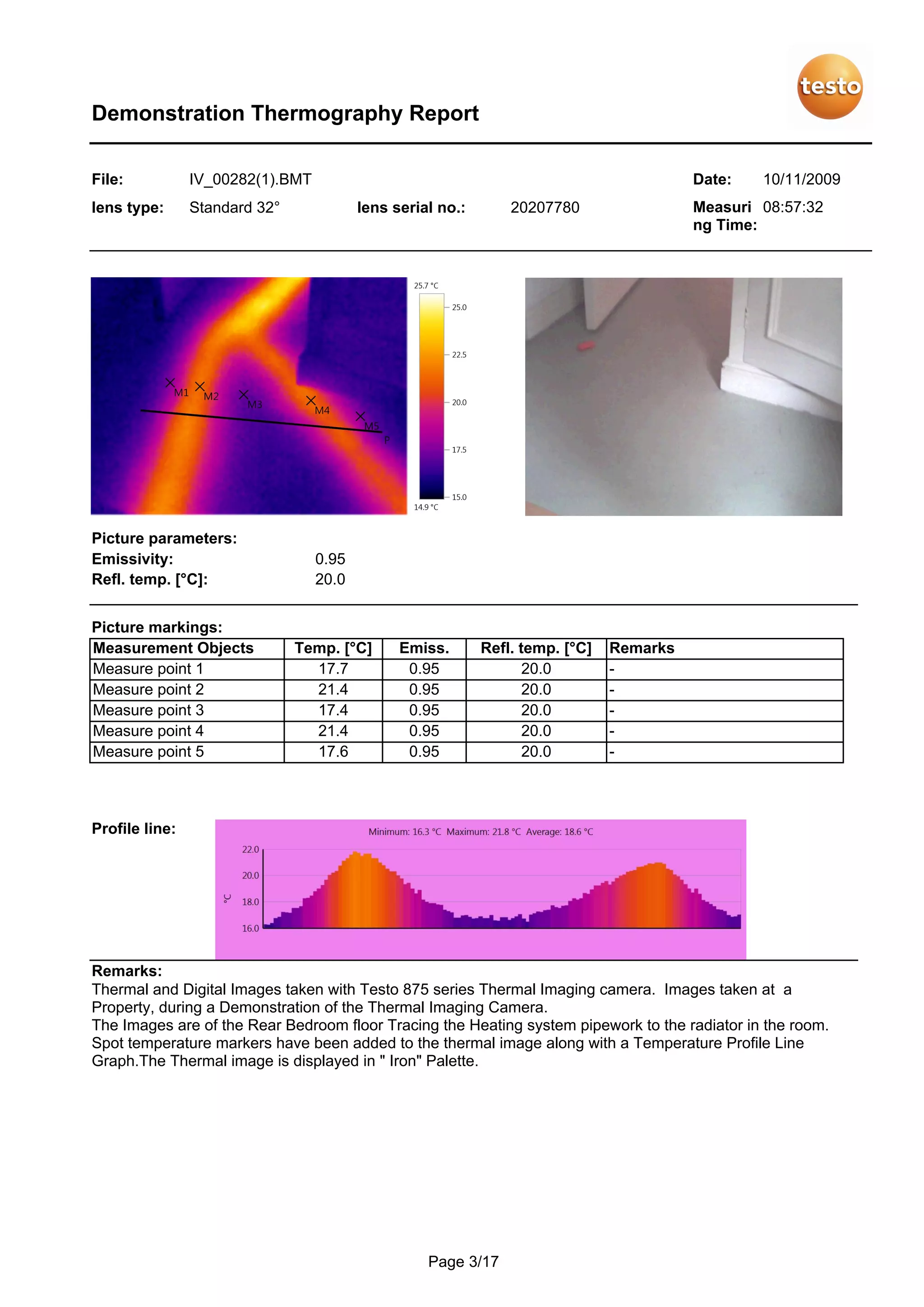 Demonstration thermography report of trace & access of heating pipework ...