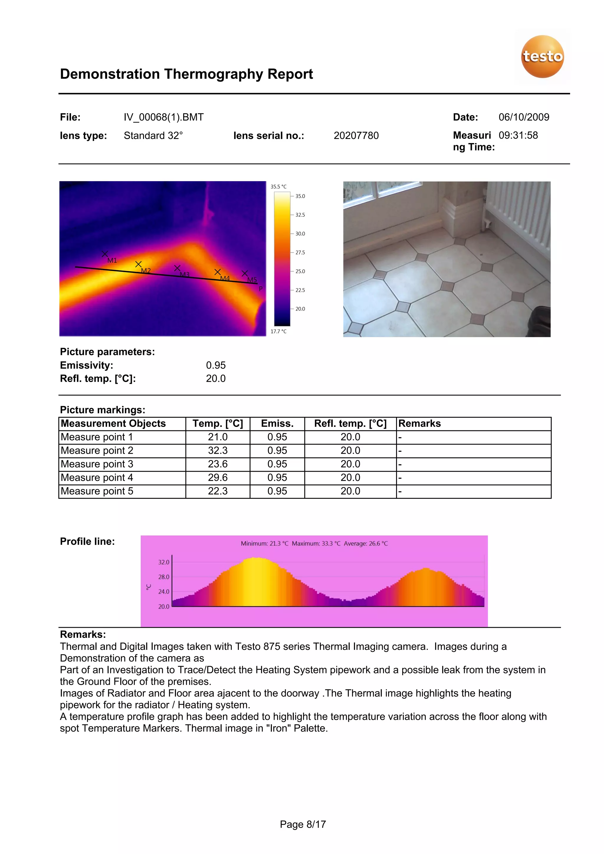 Demonstration thermography report of trace & access of heating pipework ...
