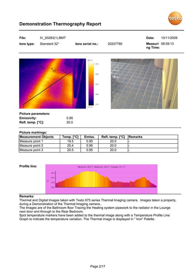 Demonstration thermography report of trace & access of heating pipework ...