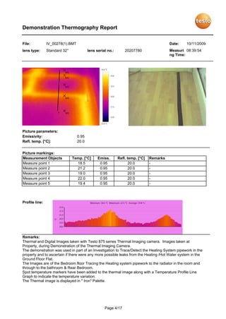 Demonstration thermography report of trace & access of heating pipework ...