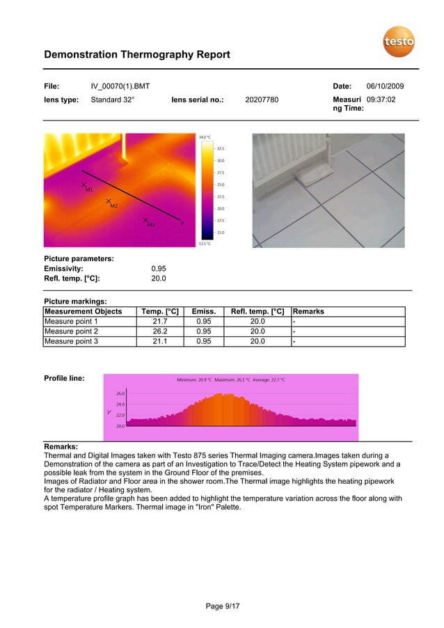 Demonstration thermography report of trace & access of heating pipework ...
