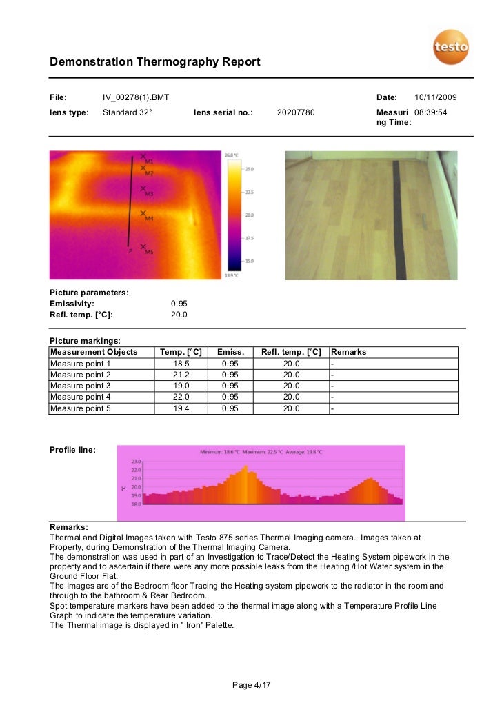 Demonstration thermography report of trace & access of heating pipewo…